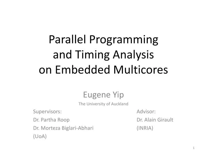 PPT - Parallel Programming and Timing Analysis on Embedded Multicores ...