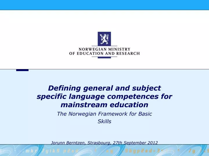 PPT - Defining general and subject specific language competences for ...
