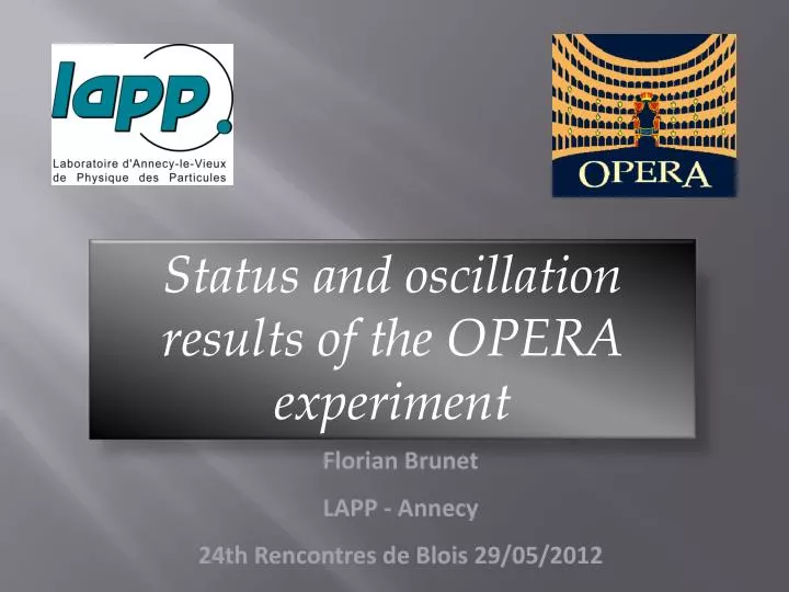 PPT - Status and oscillation results of the OPERA experiment PowerPoint ...