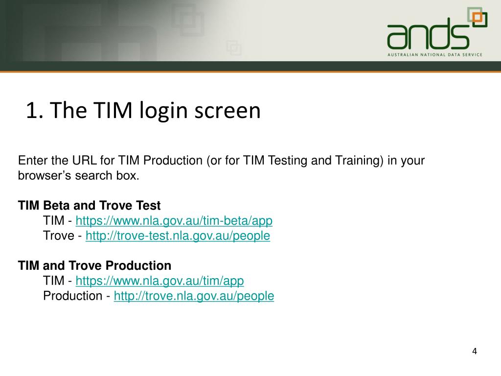PPT - Module 2: Login to TIM and the TIM homepage PowerPoint ...
