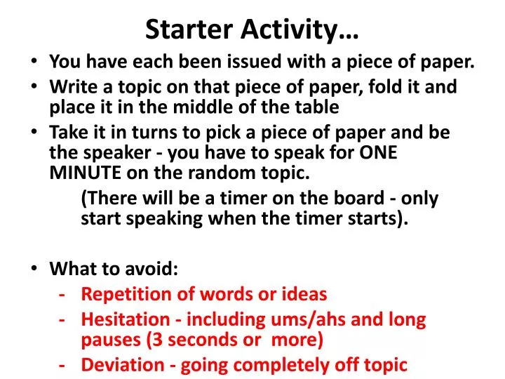 PPT - Starter Activity… PowerPoint Presentation, free download - ID:2090921
