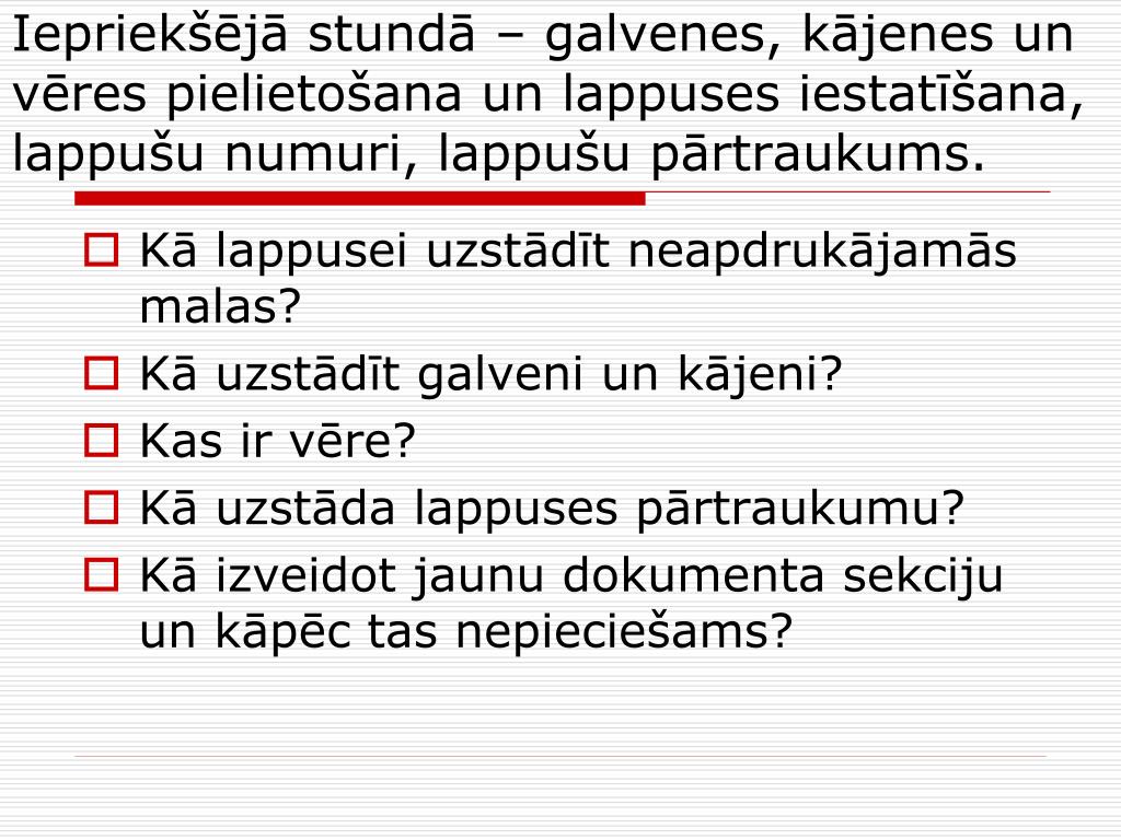 PPT - Aizzīmētie un numurētie saraksti, tabulēšanas pielietojums ...