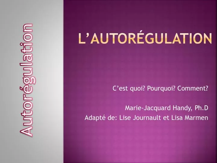 PPT - L’autorégulation PowerPoint Presentation, free download - ID:2092082