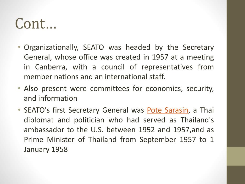 PPT - SEATO ( Southeast Asia Treaty Organization) PowerPoint ...