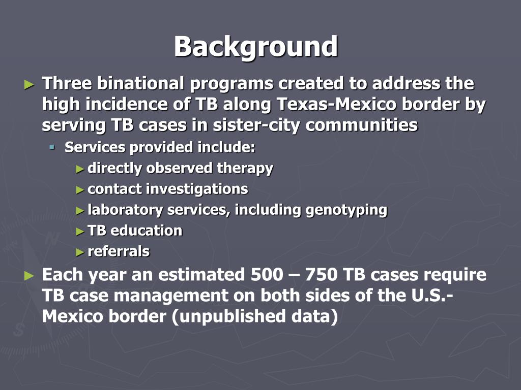PPT - Tuberculosis Transmission Knows No Borders: Genotype Clusters ...