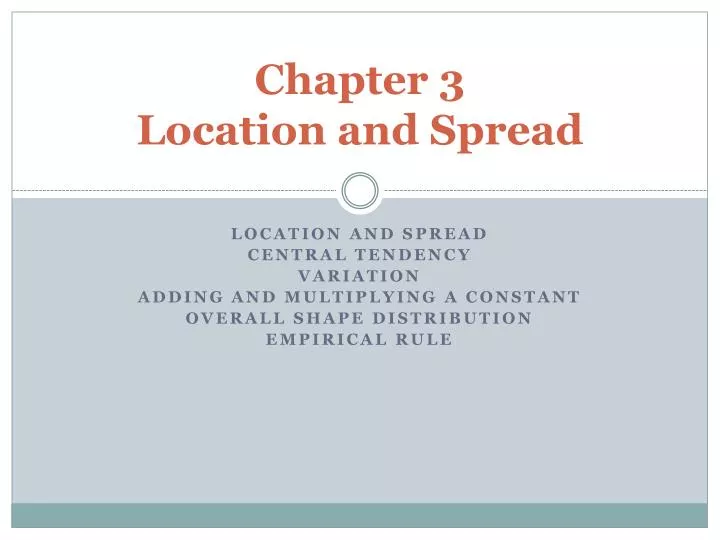 PPT - Chapter 3 Location and Spread PowerPoint Presentation, free ...