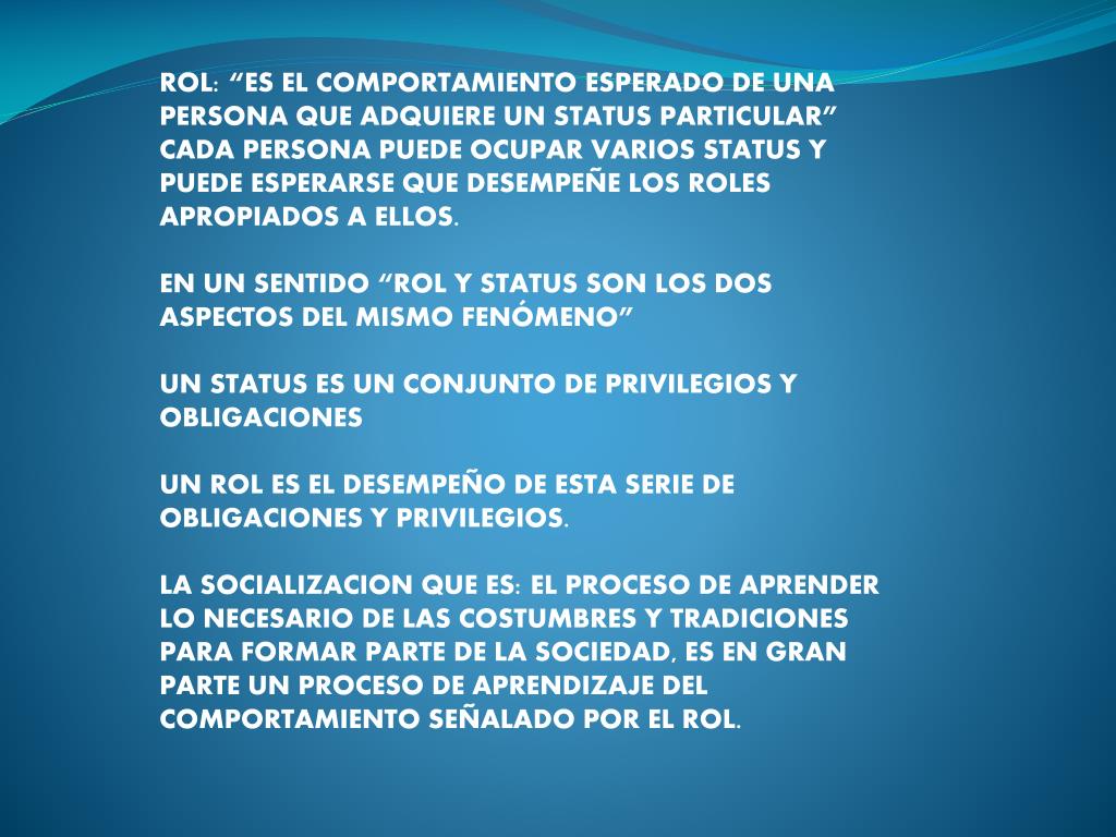 PPT - Conceptos de rol y del estatus social PowerPoint Presentation ...