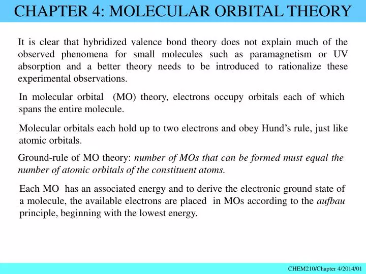 PPT - CHAPTER 4: MOLECULAR ORBITAL THEORY PowerPoint Presentation, free ...