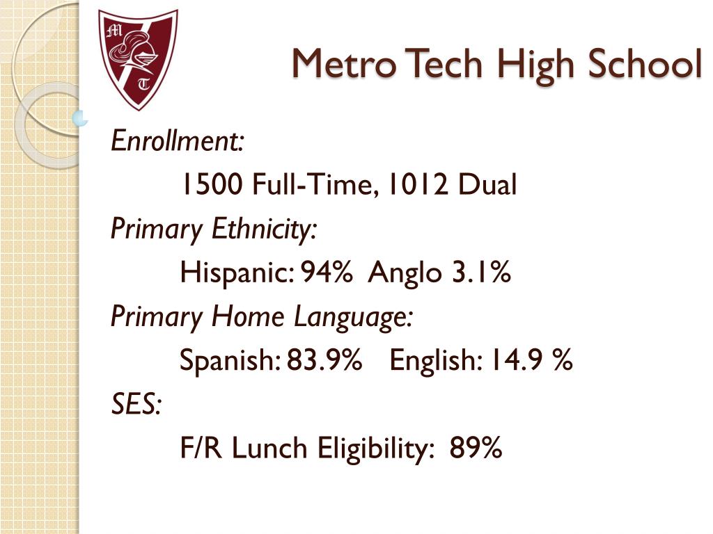 PPT - Metro Tech High School An College and Career Magnet School ...