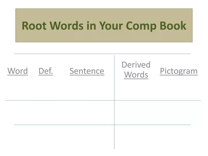PPT - Root Words in Your Comp Book PowerPoint Presentation, free ...