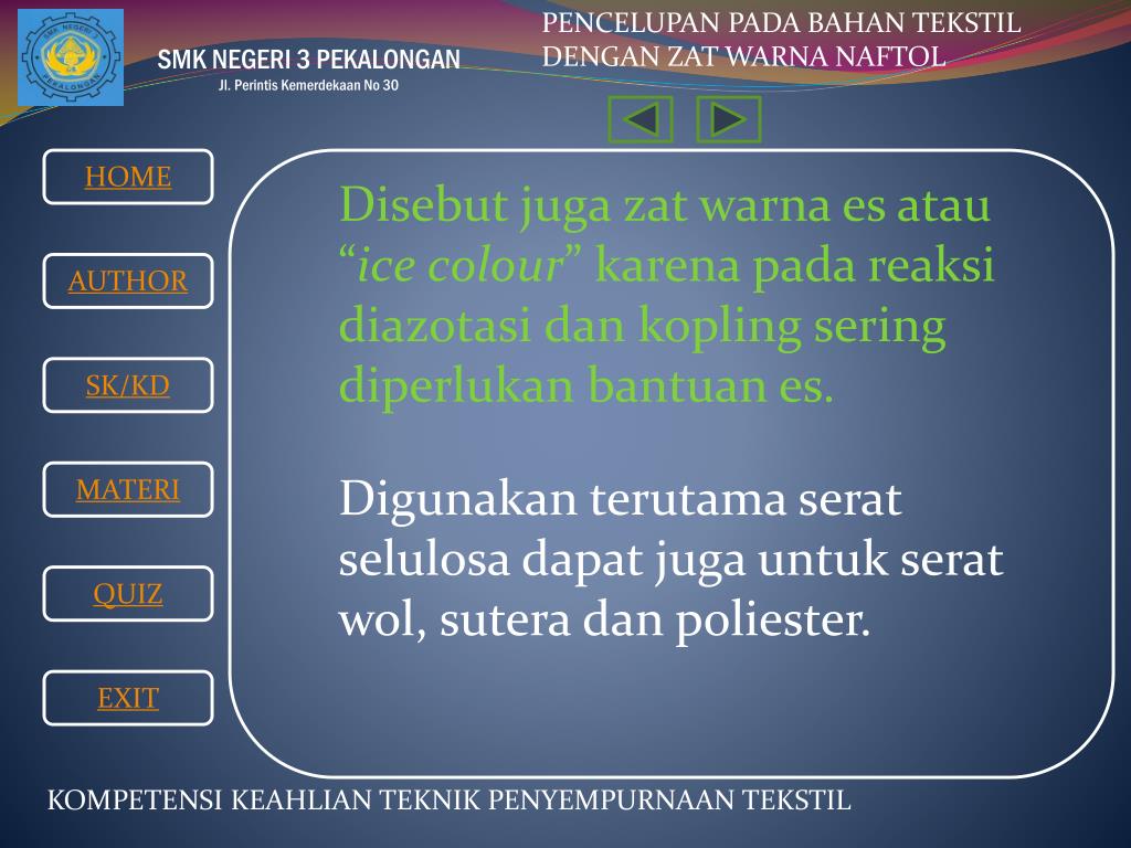 PPT - MELAKUKAN PROSES PENCELUPAN PADA BAHAN TEKSTIL(DYEING ) DENGAN ...