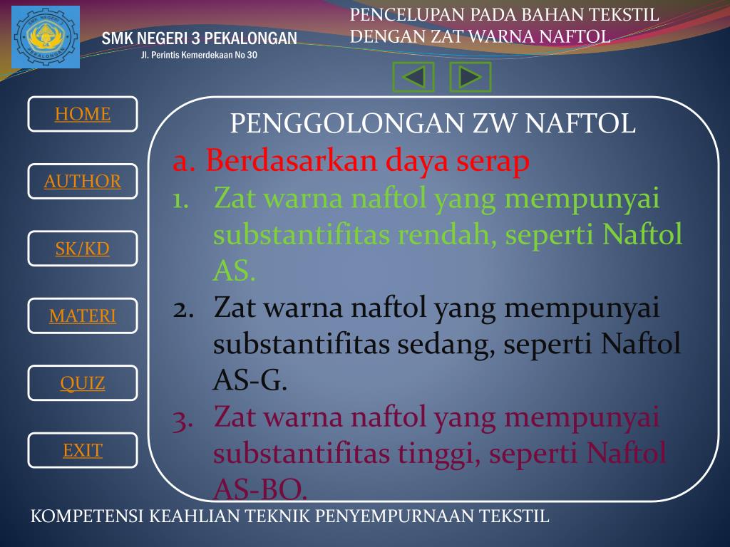 PPT - MELAKUKAN PROSES PENCELUPAN PADA BAHAN TEKSTIL(DYEING ) DENGAN ...