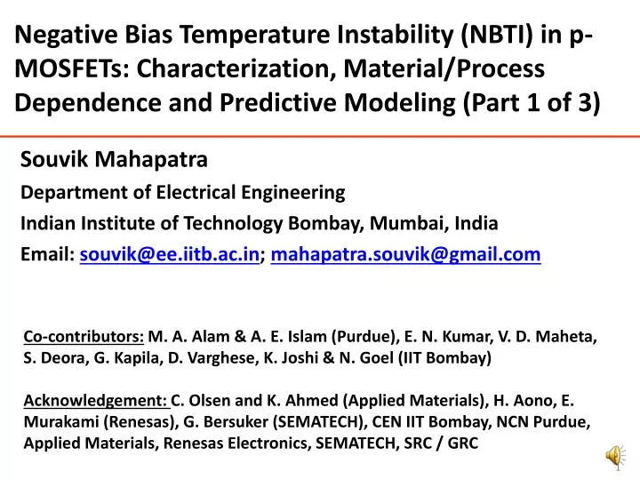 PPT - Souvik Mahapatra Department of Electrical Engineering PowerPoint ... PPT - Souvik Mahapatra Department of Electrical Engineering PowerPoint ...