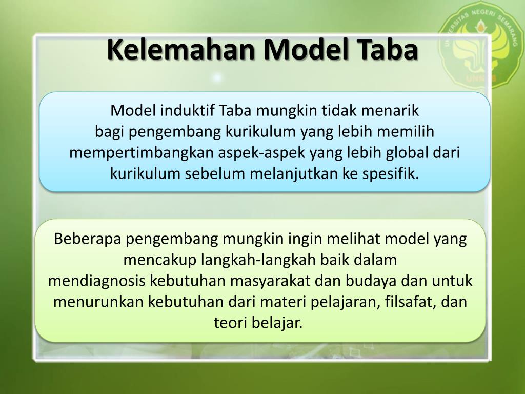 PPT - MODEL PENGEMBANGAN KURIKULUM “HILDA TABA” PowerPoint Presentation ...