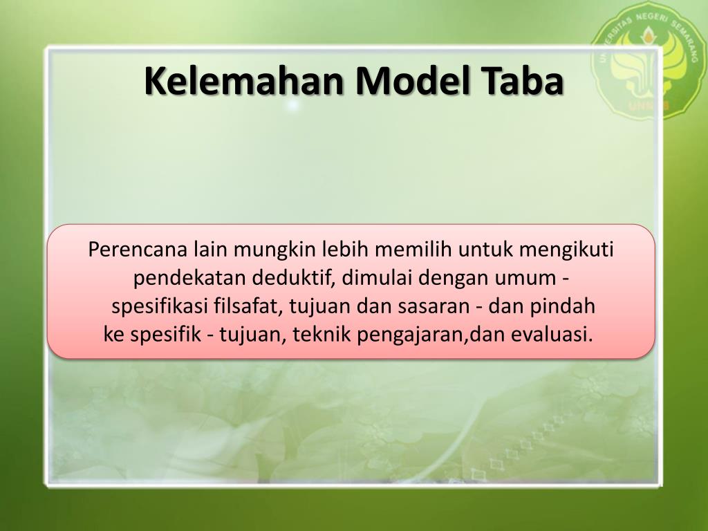 PPT - MODEL PENGEMBANGAN KURIKULUM “HILDA TABA” PowerPoint Presentation - ID:2098989