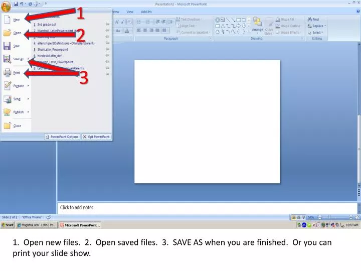 PPT - 1. Creating a new slide. 2. Choose your slide design. PowerPoint ...