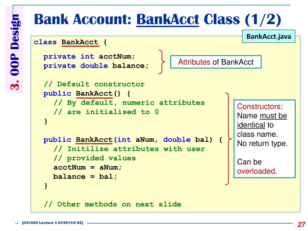 Ppt Cs1020 Lecture Note 3 Object Oriented Programming Oop Part 2 Designer Mode