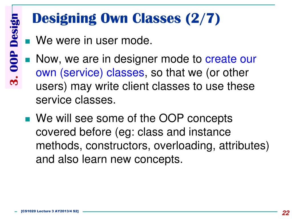 Ppt Cs1020 Lecture Note 3 Object Oriented Programming Oop Part 2