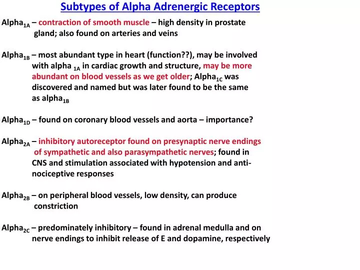 PPT - Subtypes of Alpha Adrenergic Receptors PowerPoint Presentation ...