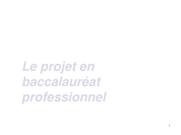PPT - Le projet en baccalauréat professionnel PowerPoint Presentation ...
