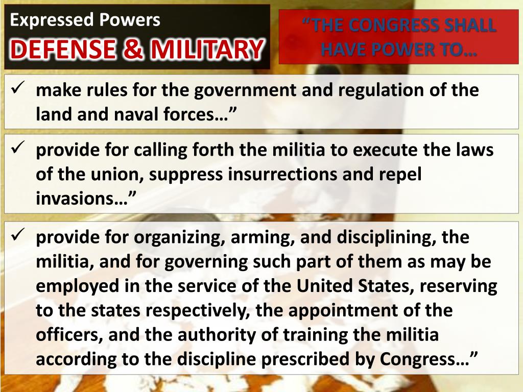 PPT - The United States Congress The Expressed and Implied Powers of ...