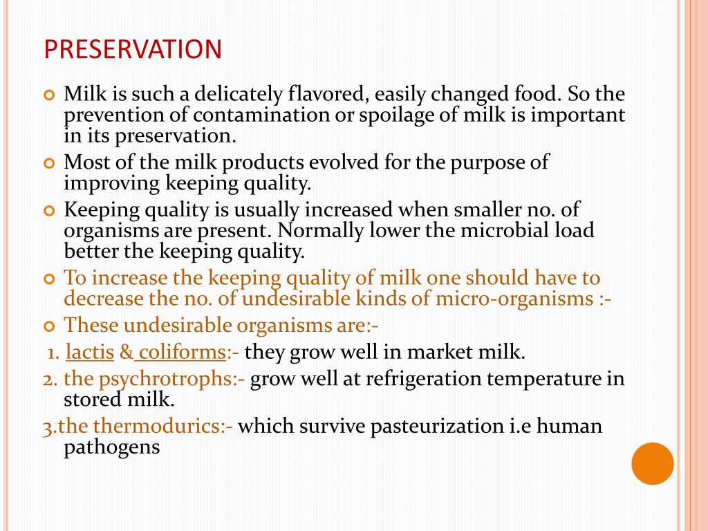 PPT - CONTAMINATION, PRESERVATION & SPOILAGE OF MILK AND MILK PRODUCTS ...