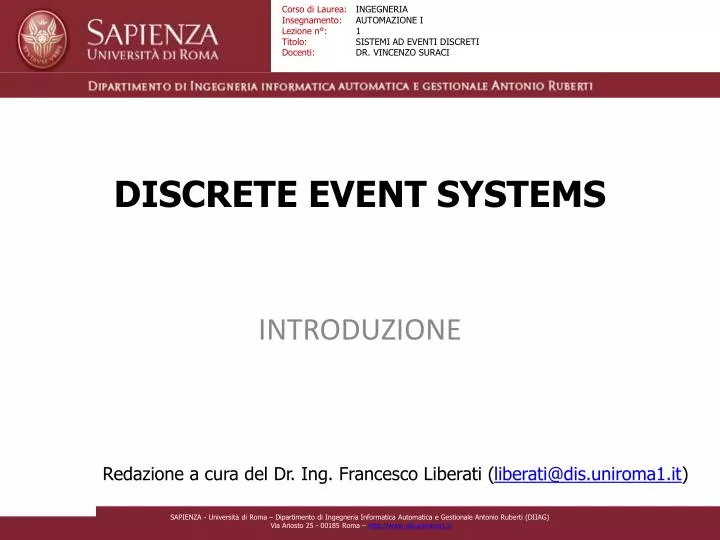 PPT - DISCRETE EVENT SYSTEMS PowerPoint Presentation, free download ...
