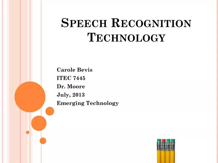 PPT - Speech Recognition Technology PowerPoint Presentation, free ...