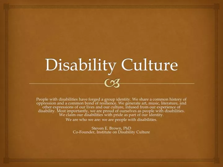 PPT - Disability Culture PowerPoint Presentation, free download - ID ...