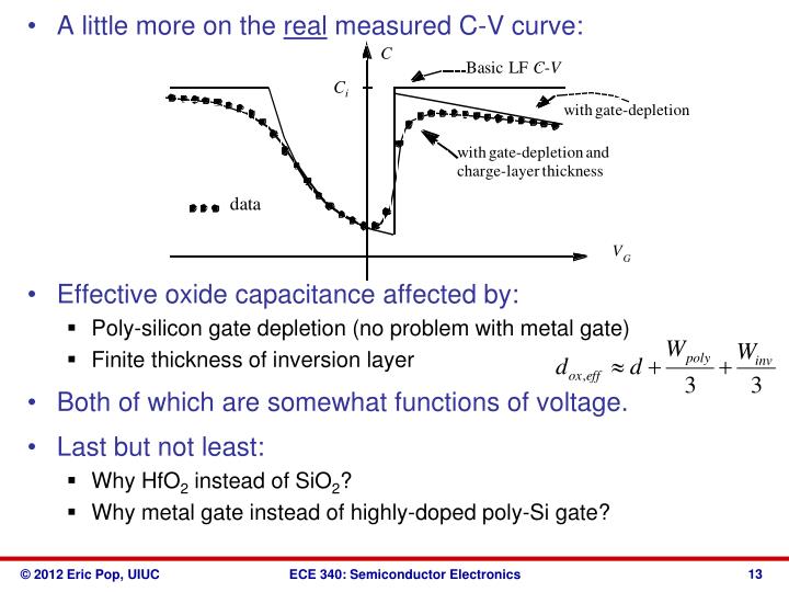 PPT - ECE 340 Lecture 33 MOS capacitor Threshold Voltage PowerPoint ...