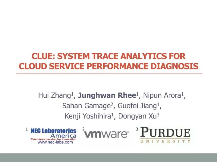 PPT - CLUE: System Trace Analytics for Cloud Service Performance ...