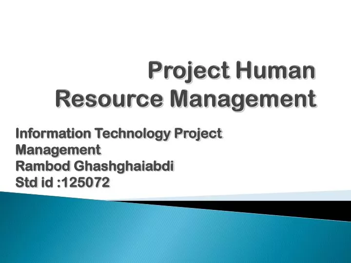 PPT - Project Human Resource Management PowerPoint Presentation, free ...
