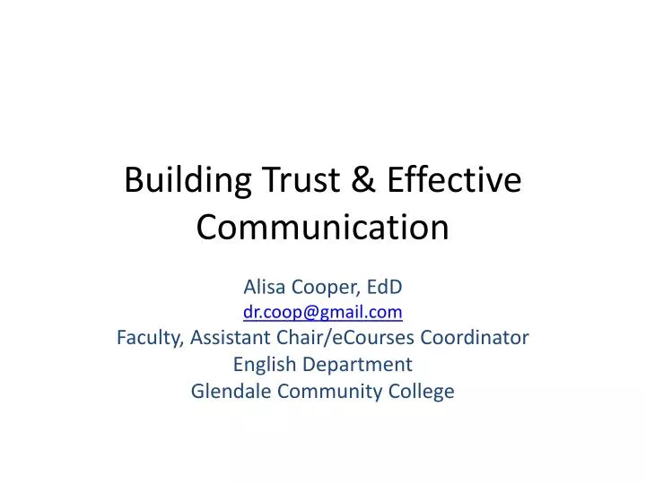 PPT - Building Trust & Effective Communication PowerPoint Presentation ...