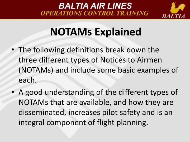 PPT - NOTAMS PowerPoint Presentation - ID:2111954