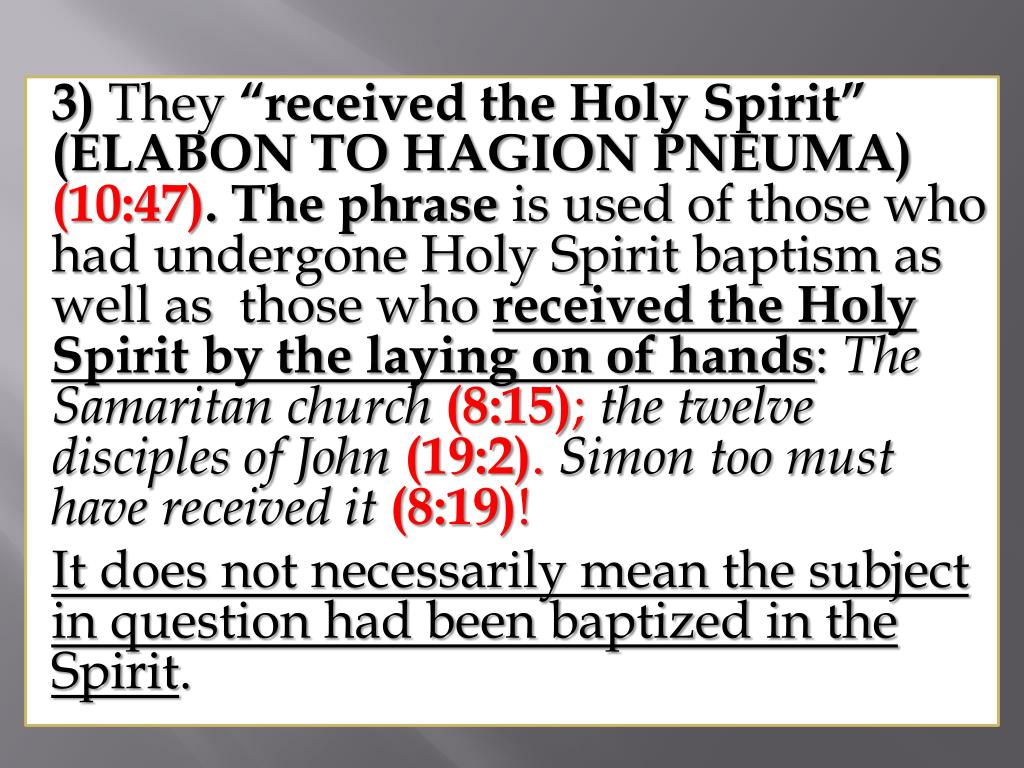 PPT - Were the Household of Cornelius Baptized in the Holy Spirit? Acts ...