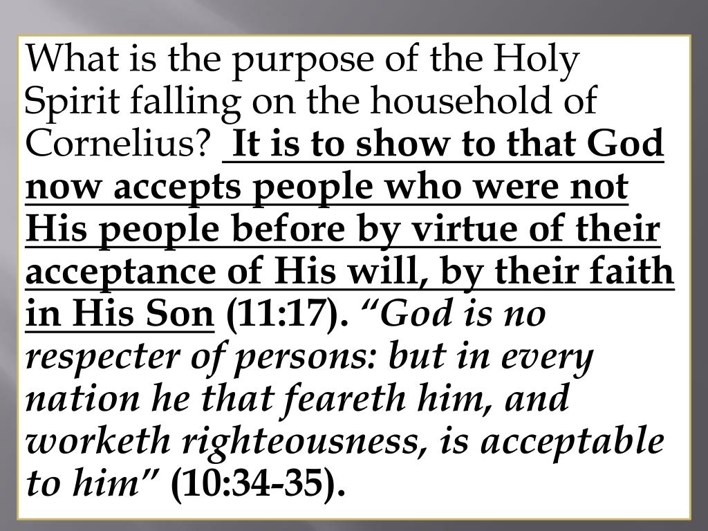 PPT - Were the Household of Cornelius Baptized in the Holy Spirit? Acts ...