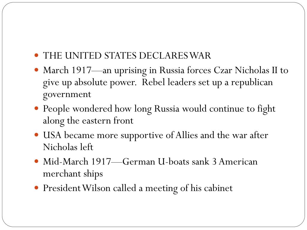 PPT - CH. 18-2 THE UNITED STATES IN WORLD WAR I PowerPoint Presentation ...