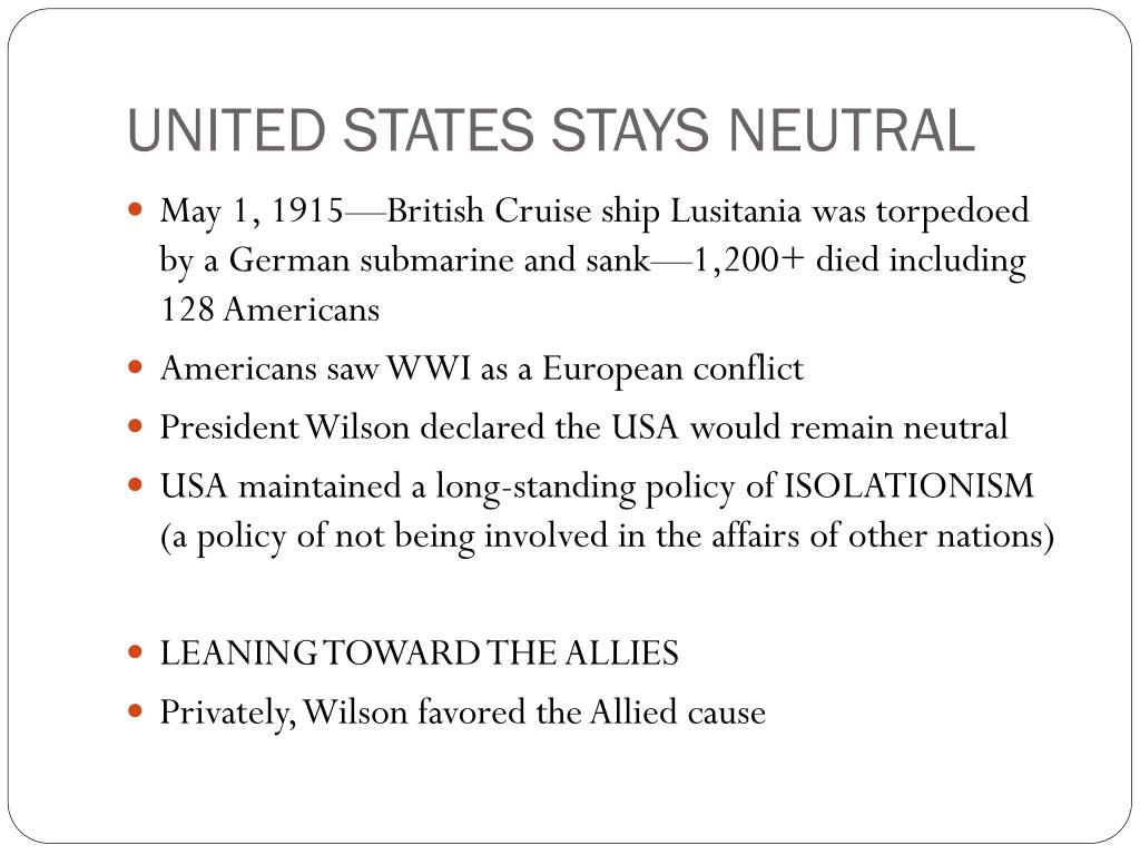 PPT - CH. 18-2 THE UNITED STATES IN WORLD WAR I PowerPoint Presentation ...