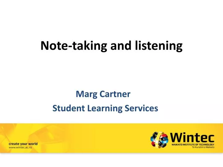 PPT - Note-taking and listening PowerPoint Presentation, free download ...