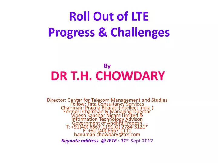 PPT - Roll Out of LTE Progress & Challenges PowerPoint Presentation ...
