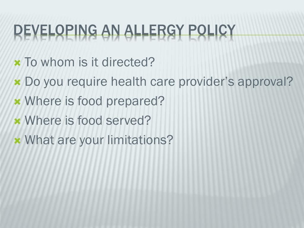 PPT - Including Children with Food Allergies in Our Early Childhood ...