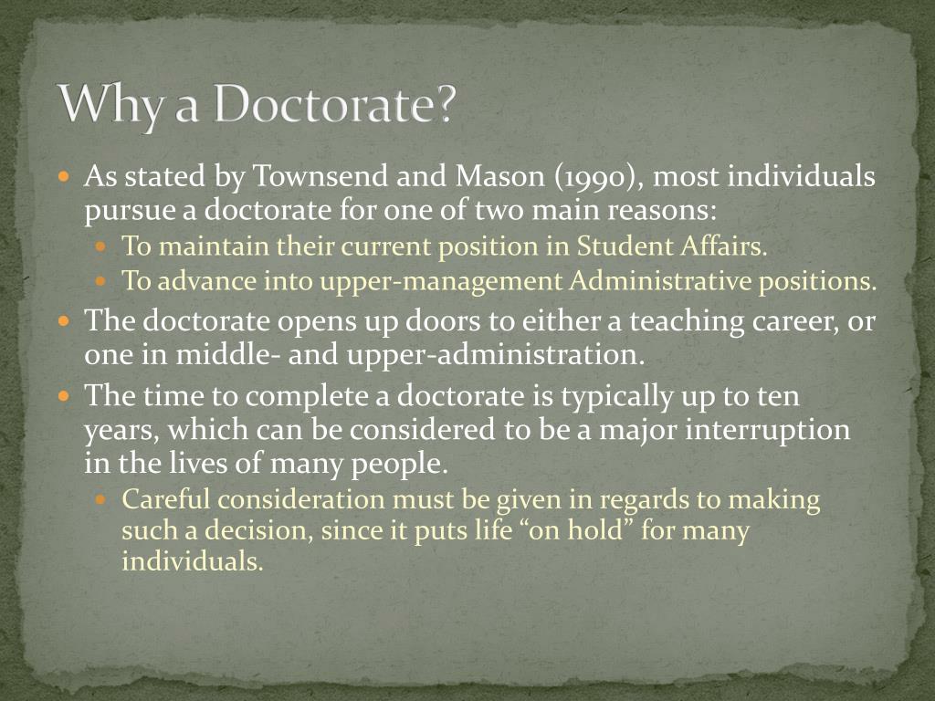 PPT - Path to Earning a Doctorate: Factors, Challenges, and Decision ...