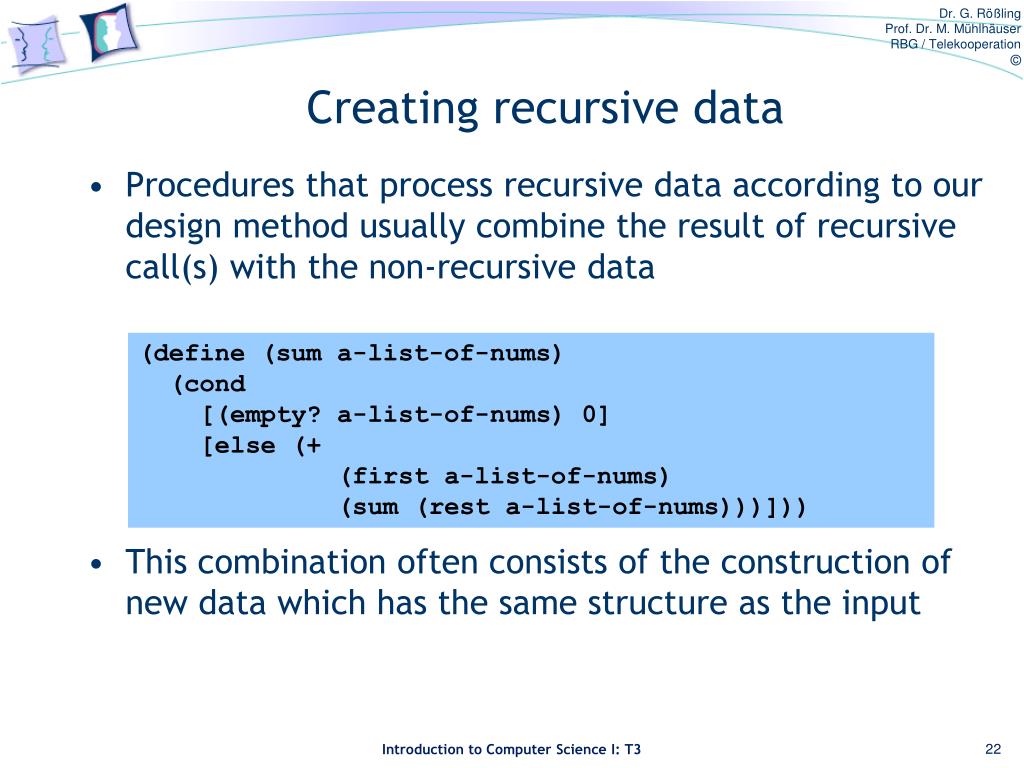 Ppt Introduction To Computer Science I Topic 3 Recursive Data Types And Structural Recursion