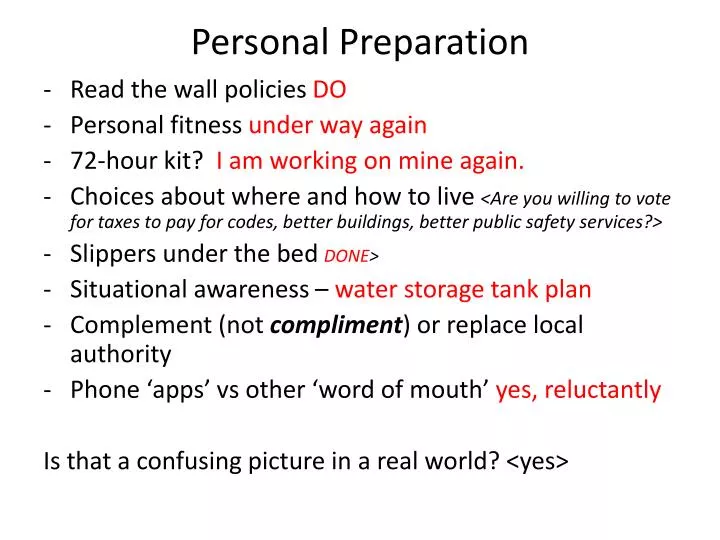 PPT - Personal Preparation PowerPoint Presentation, free download - ID ...