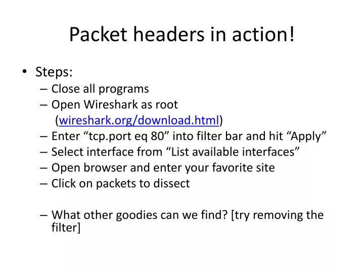 PPT - Packet headers in action! PowerPoint Presentation, free download ...