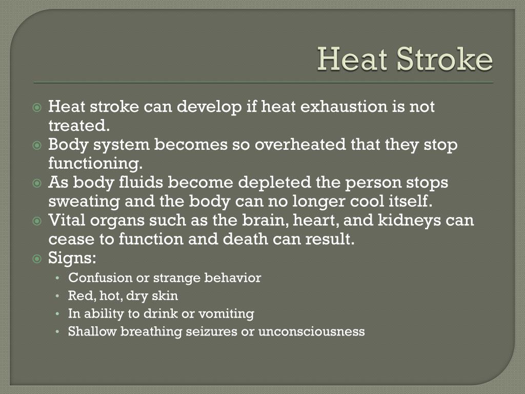 PPT - Heat Exhaustion, Heat Stroke, and Rescuing a Drowning Victim ...