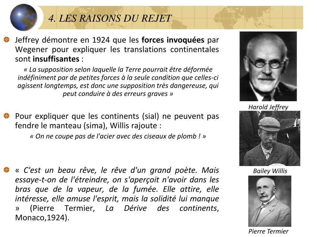 PPT - LA THEORIE DE LA DERIVE DES CONTINENTS DE WEGENER (1912 ...