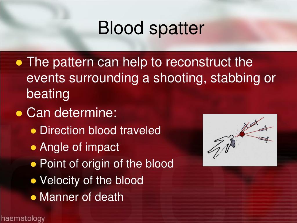 PPT - Blood, Blood spatter and DNA Ch. 7 and 8 PowerPoint Presentation ...