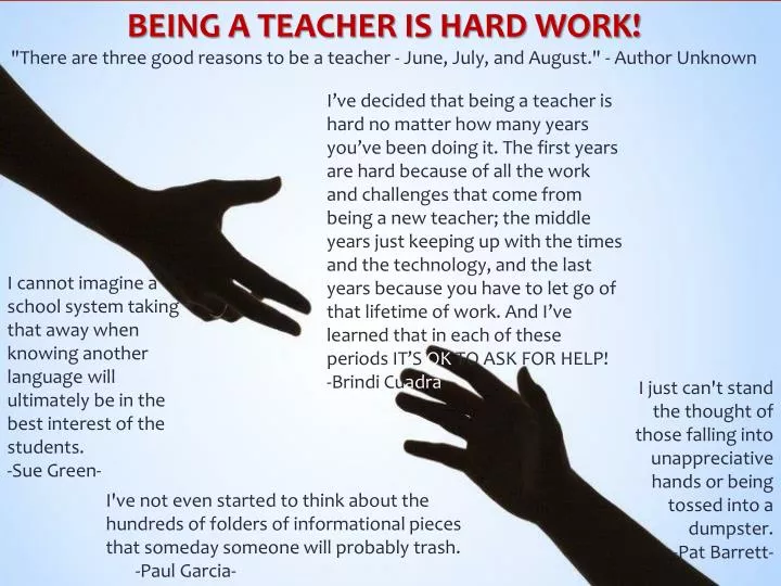 PPT - BEING A TEACHER IS HARD WORK! PowerPoint Presentation, free ...