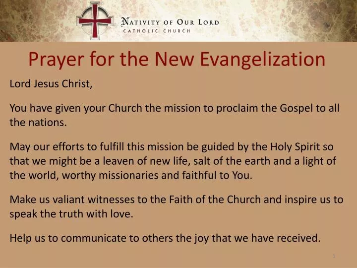 PPT - Prayer for the New Evangelization PowerPoint Presentation, free download - ID:2130783